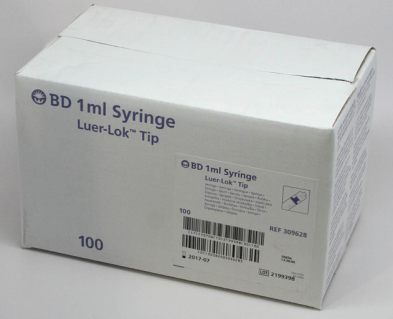 SYRINGE 1ML LUER LOCK TIP BD (309628) BOX/100